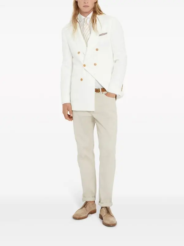 Brunello Cucinelli Double-breasted Linen Blazer