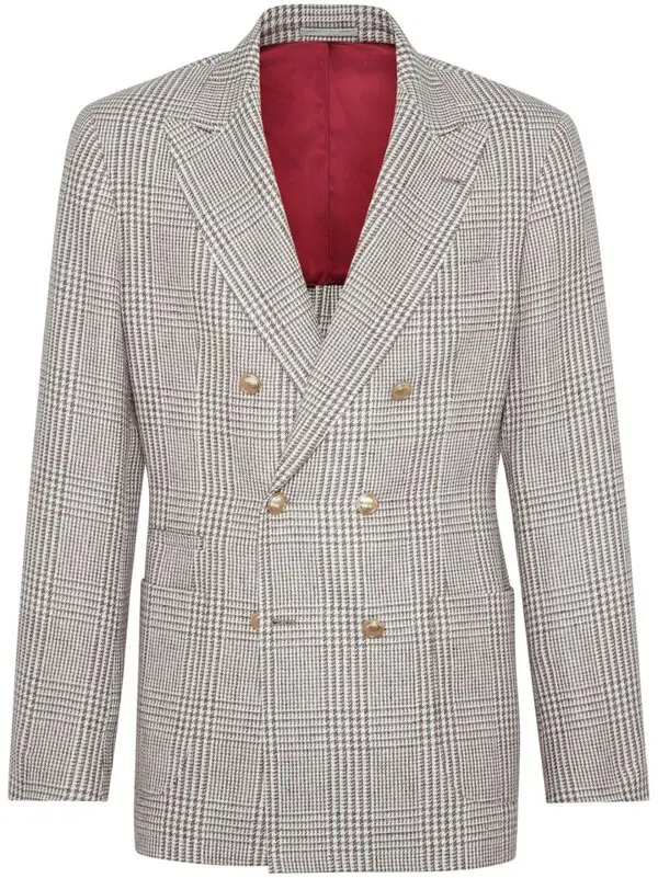 Brunello Cucinelli Puppytooth Double-breasted Blazer