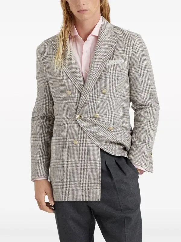 Brunello Cucinelli Puppytooth Double-breasted Blazer