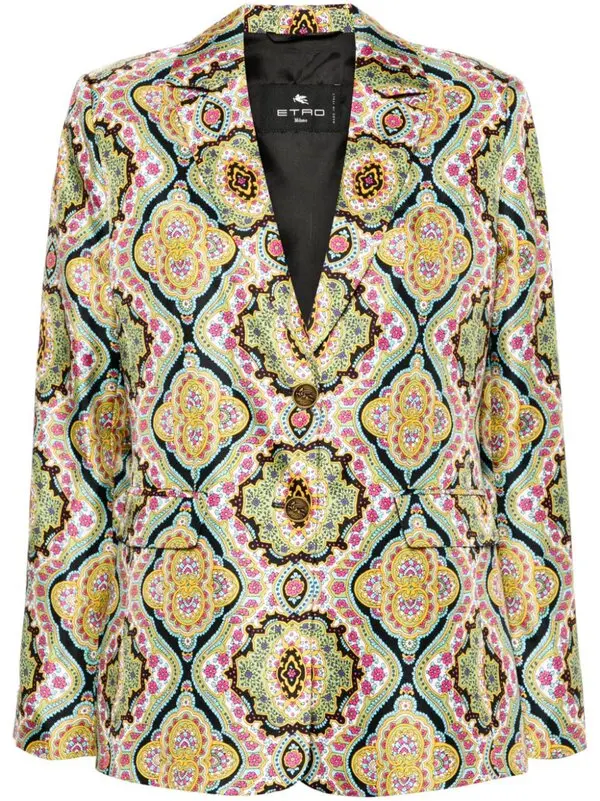 Etro Floral-print Silk Blazer - Green