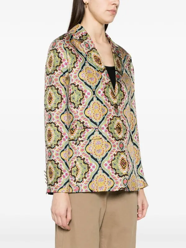 Etro Floral-print Silk Blazer - Green