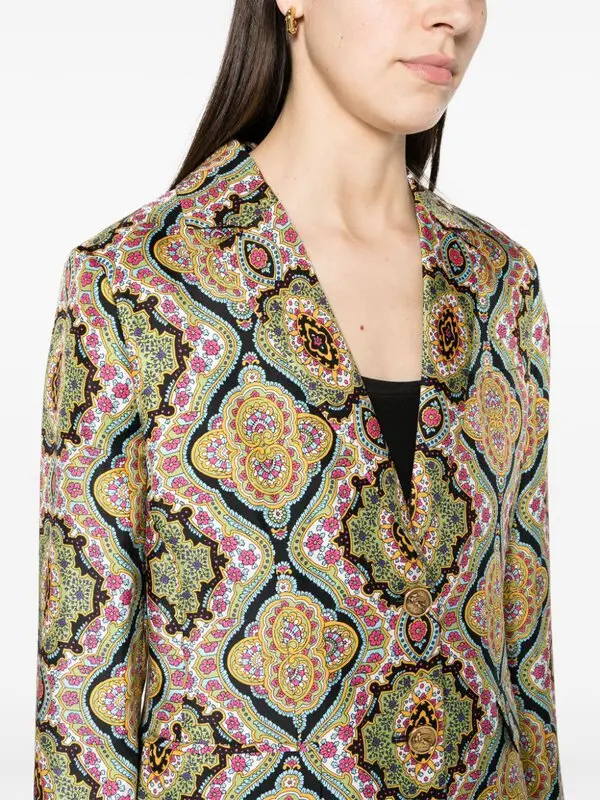 Etro Floral-print Silk Blazer - Green