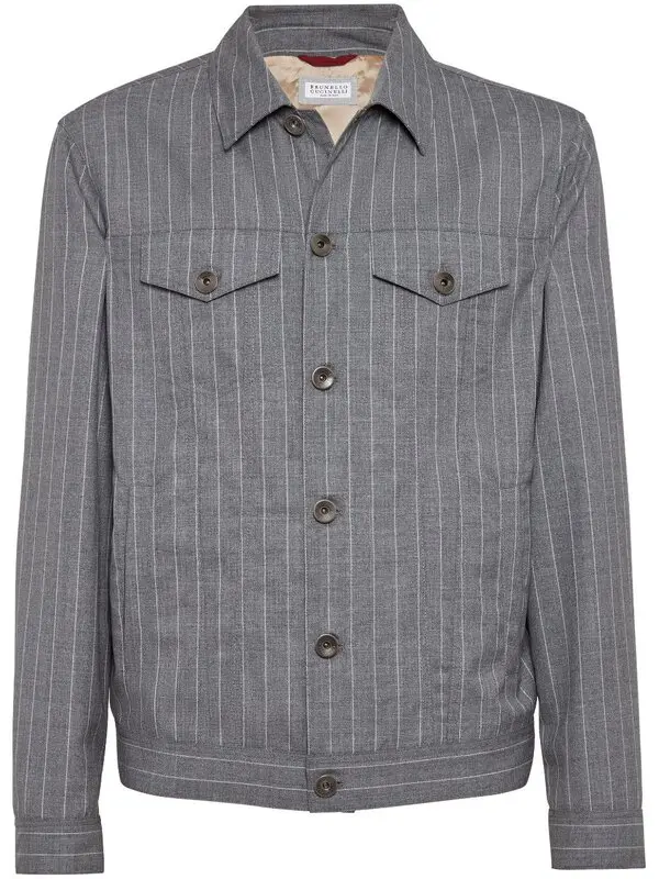 Brunello Cucinelli Striped Denim Jacket