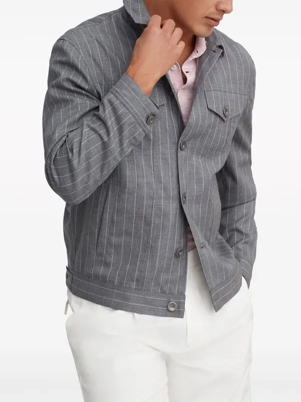 Brunello Cucinelli Striped Denim Jacket