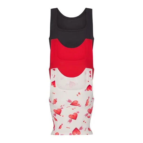 SKIMS Cotton Rib Tank 3-pack - Heart And Arrow Multi