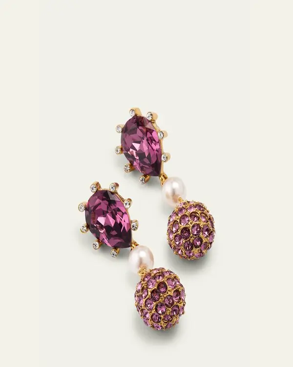 Oscar De La Renta Cactus With Pearly Bead And Ball Earrings