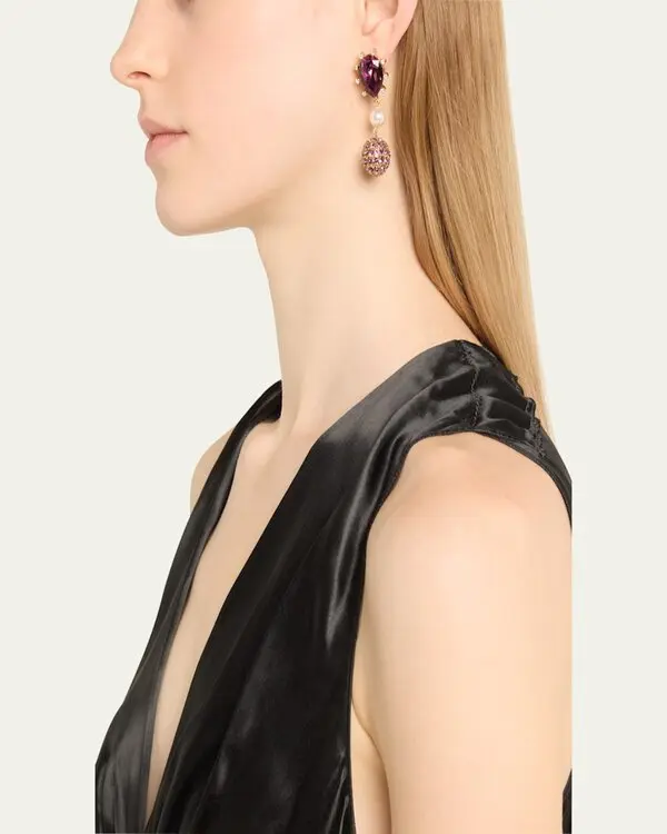 Oscar De La Renta Cactus With Pearly Bead And Ball Earrings
