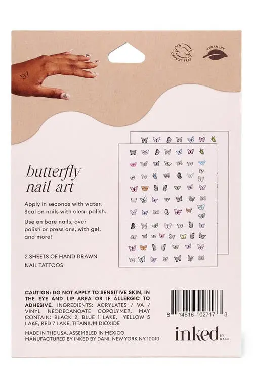 INKED BY DANI Butterfly Nail Art Temporary Tattoos - Multi