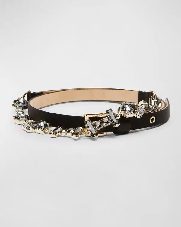 Max Mara Embellished Mixed-Media Belt - Black | Editorialist display picture 1