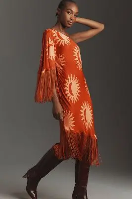 strapless open back dress Solis Tropical Print One Shoulder Maxi Seraphine Dress M