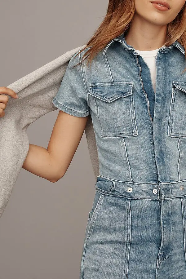 Good American Fit For Success Jumpsuit In Medium Wash Denim - Blue274