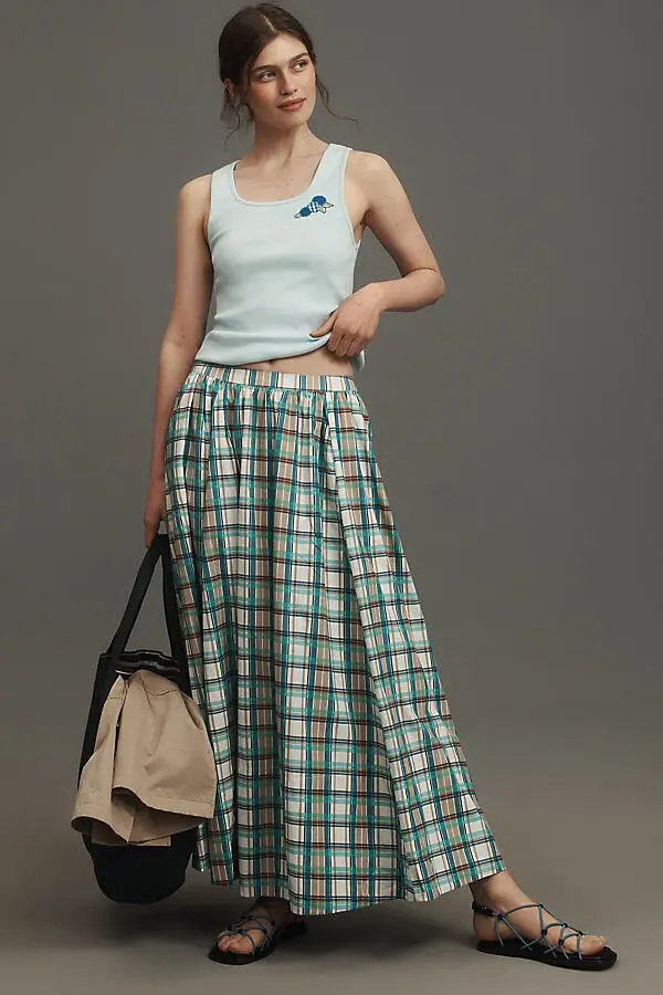 Maeve Jacie Poplin Printed Maxi Skirt