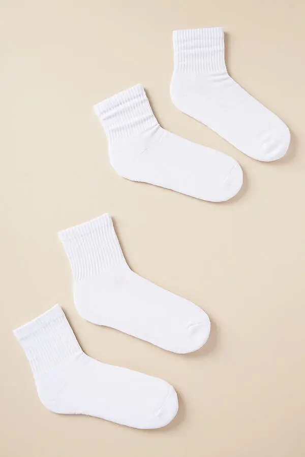 DAILY PRACTICE BY ANTHROPOLOGIE Athletic Ribbed Socks Set - White/white