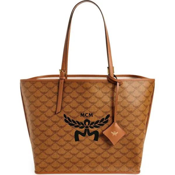 Mcm Himmel Lauretos Coated Canvas Shopper Bag - Cognac