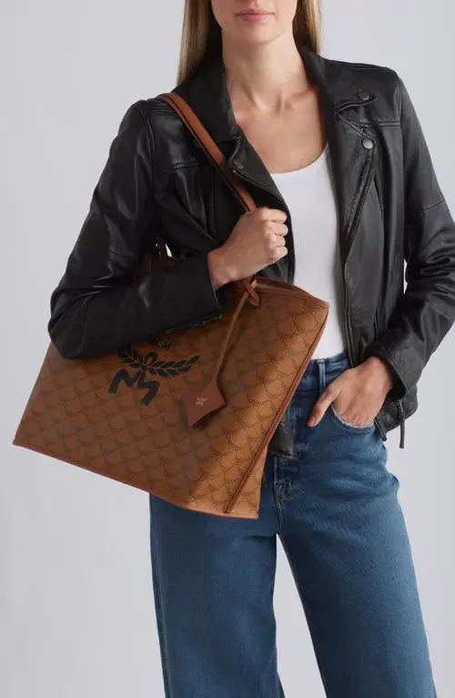 Mcm Himmel Lauretos Coated Canvas Shopper Bag - Cognac