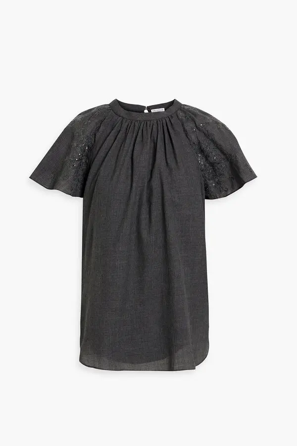 Brunello Cucinelli Sequin-embellished Wool Top