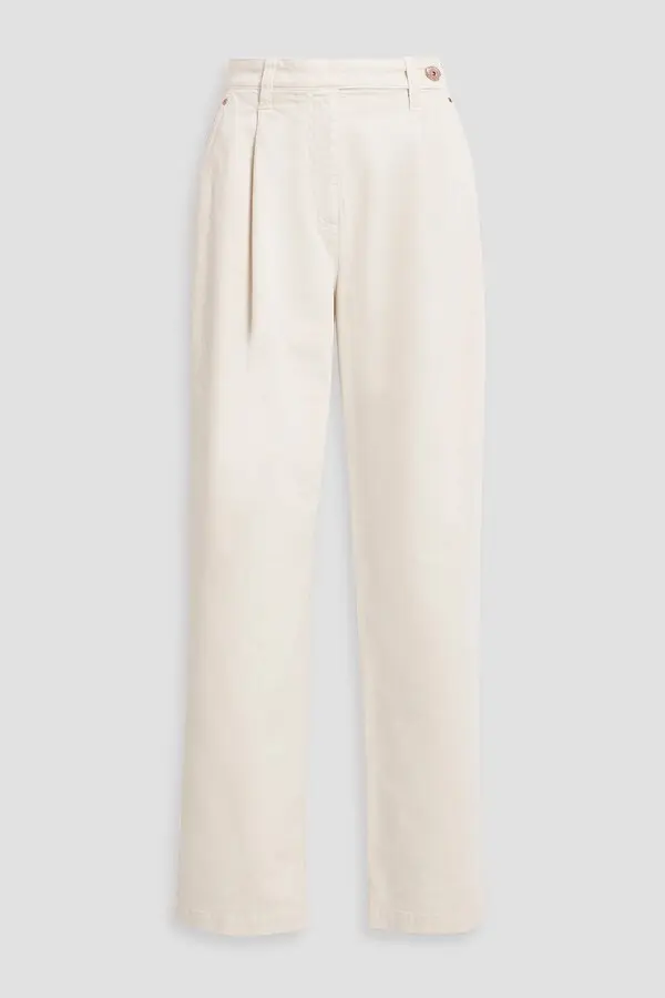 Brunello Cucinelli Pleated High-rise Straight-leg Jeans - Ecru