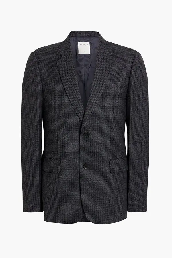 Sandro Checked Wooltweed Blazer - Charcoal