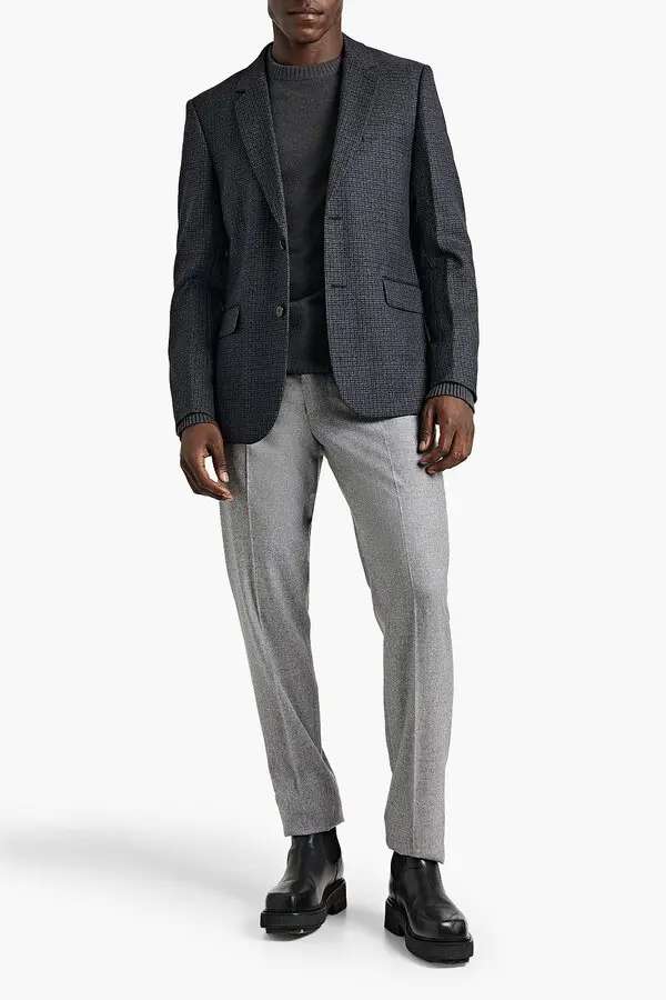 Sandro Checked Wooltweed Blazer - Charcoal