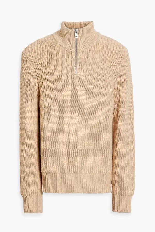 Sandro Ribbed Wool-blend Half-zip Sweater