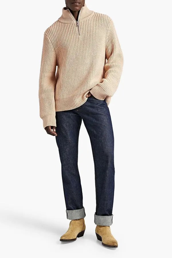 Sandro Ribbed Wool-blend Half-zip Sweater