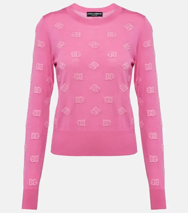 Dolce & Gabbana Wool And Silk Jacquard Sweater - Pink