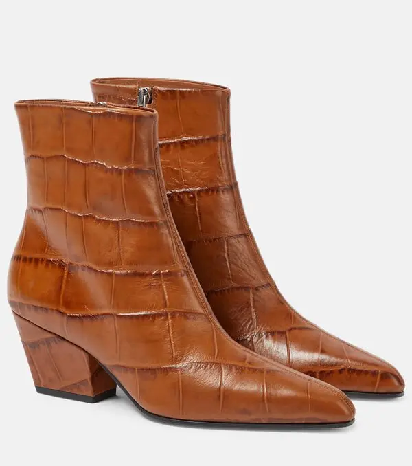 Paris Texas Jane Croc-effect Leather Boots - Brown