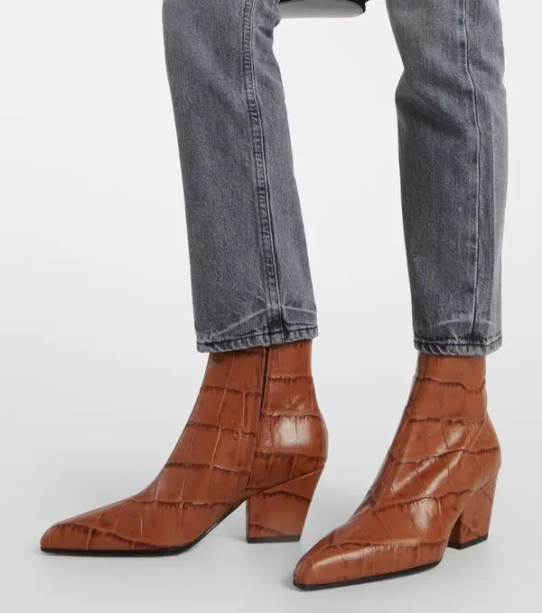 Paris Texas Jane Croc-effect Leather Boots - Brown