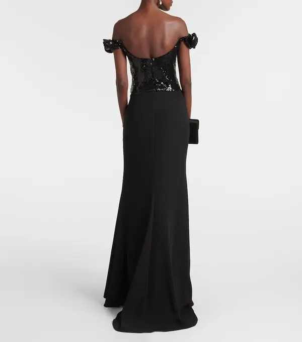 Costarellos Birdie Off-shoulder Sequined Top