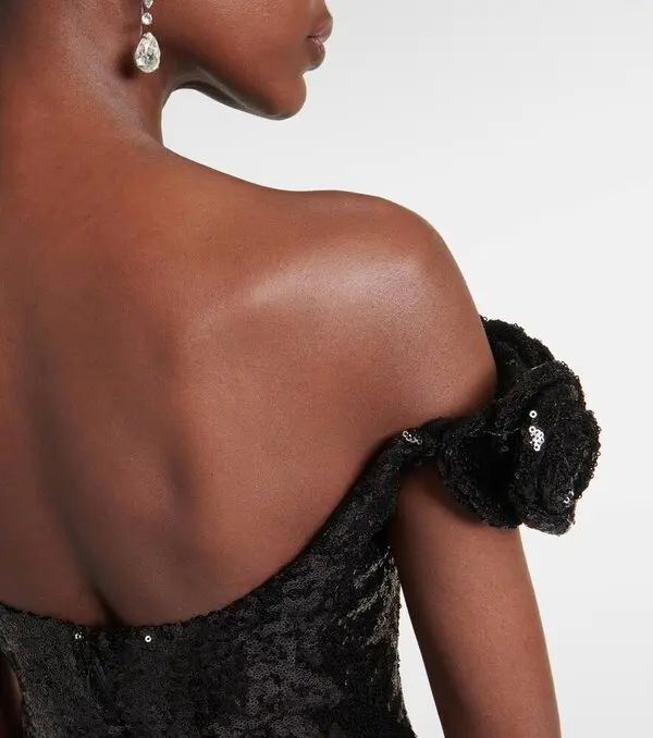 Costarellos Birdie Off-shoulder Sequined Top