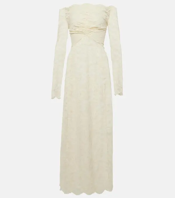 Rabanne Off-Shoulder Lace Maxi Dress - White | Editorialist