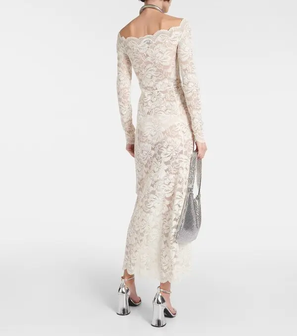 Rabanne Off-Shoulder Lace Maxi Dress - White | Editorialist