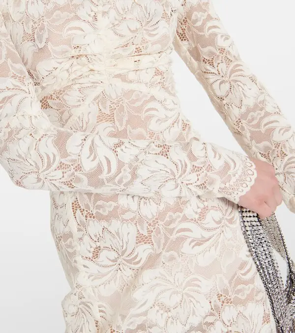 Rabanne Off-Shoulder Lace Maxi Dress - White | Editorialist