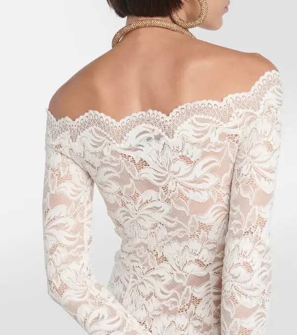 Rabanne Off-shoulder Lace Maxi Dress - White