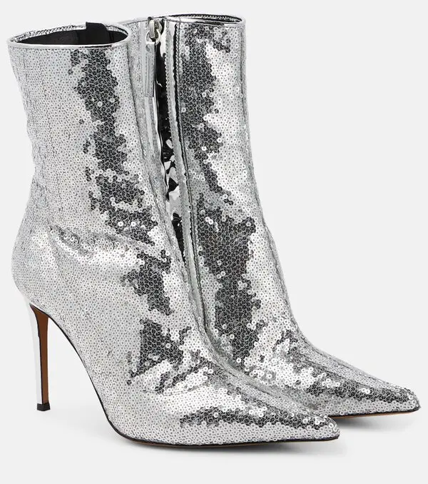 Alexandre Vauthier Sequined Ankle Boots - Silver