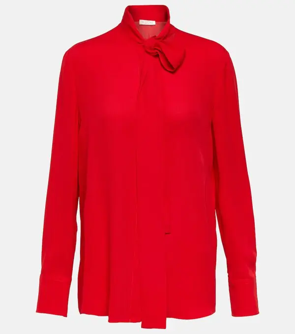 Valentino Garavani Bow-detail Silk Blouse - Red
