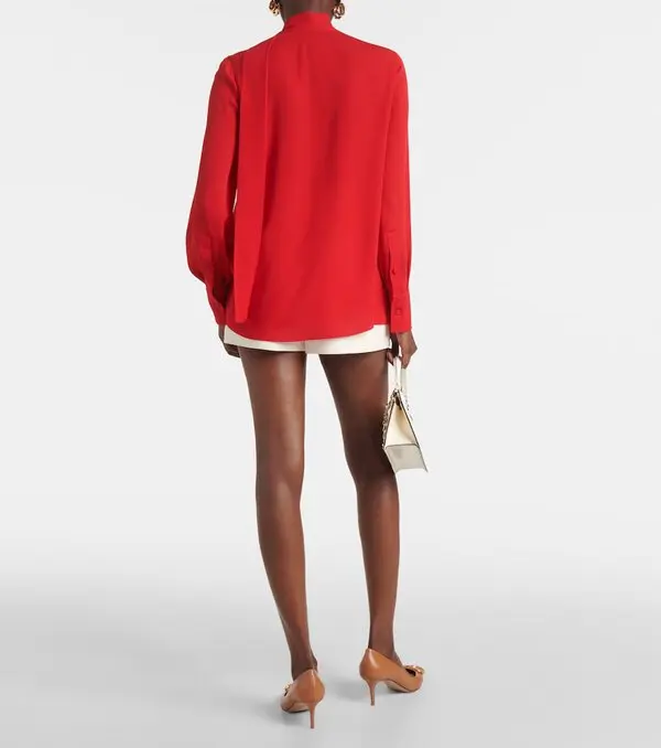 Valentino Garavani Bow-detail Silk Blouse - Red