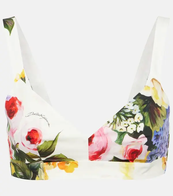 Dolce & Gabbana Floral Cotton Poplin Bra Top - Multicoloured