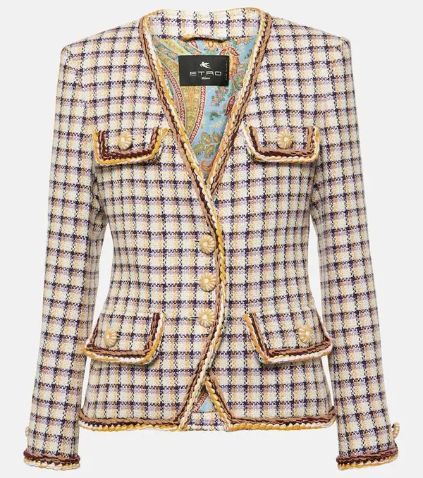 Etro Checked Cotton-blend Jacket - Multicoloured