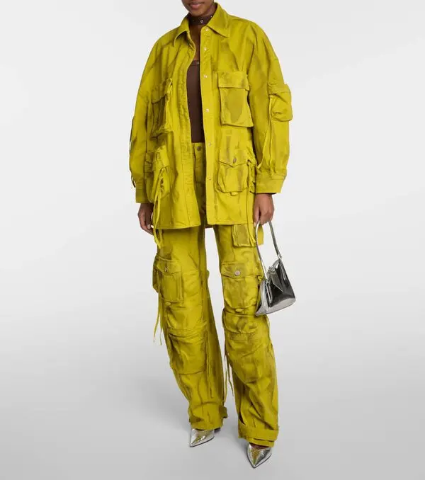 Attico Fern Mid-rise Cargo Jeans - Yellow