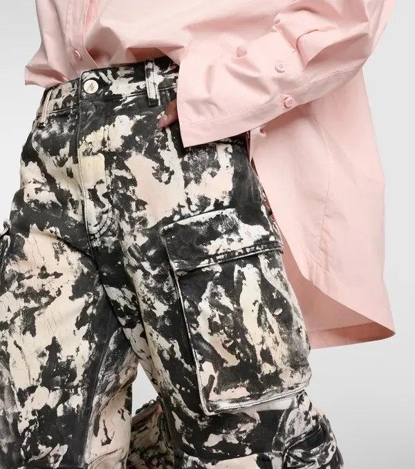 Attico Fern Printed Cargo Jeans - Multicoloured