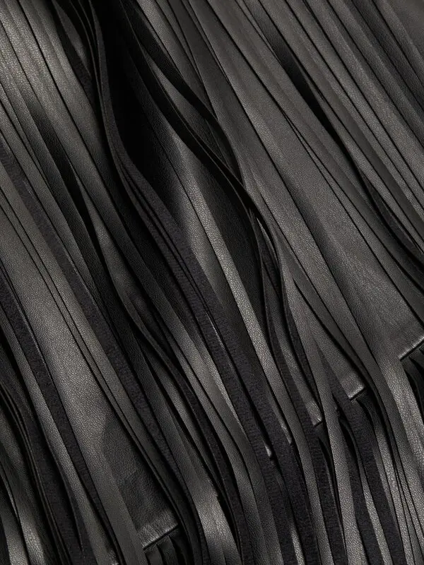 L'Agence Karolina Fringe Faux Leather Skirt - Black