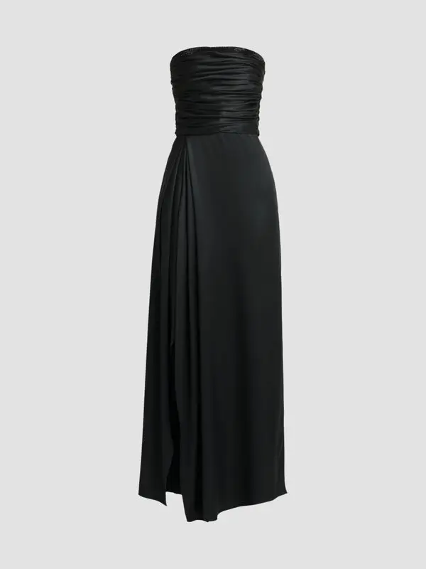 Giorgio Armani Strapless Gathered Silk Gown - Printed