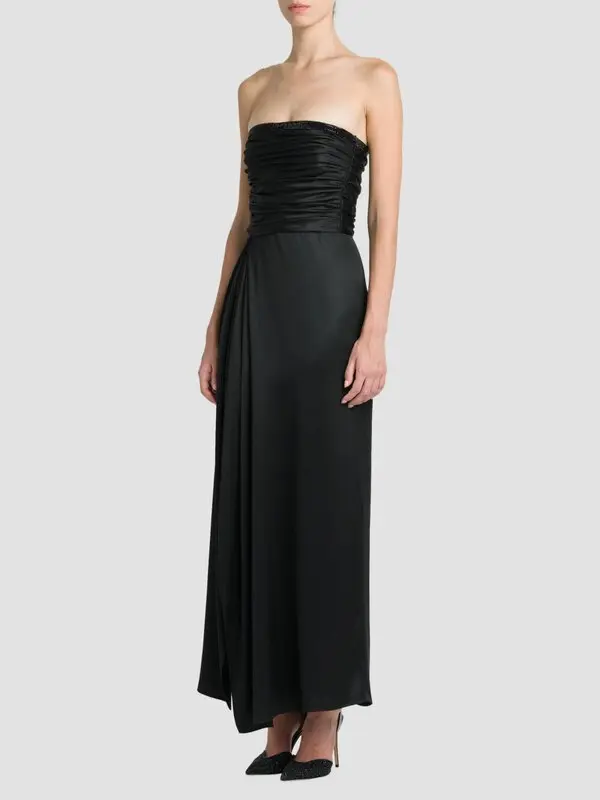 Giorgio Armani Strapless Gathered Silk Gown