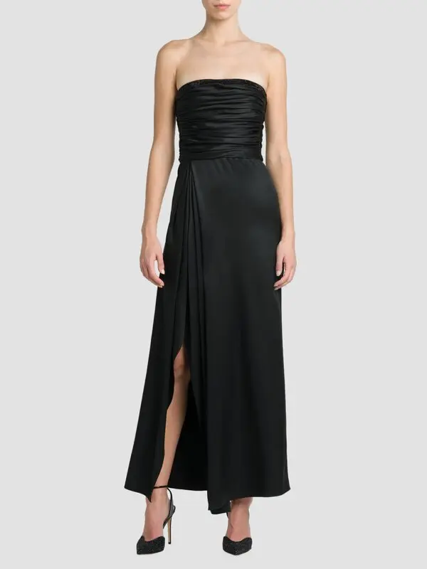 Giorgio Armani Strapless Gathered Silk Gown