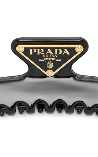 Prada Metal Hair Clip - Black | Editorialist
