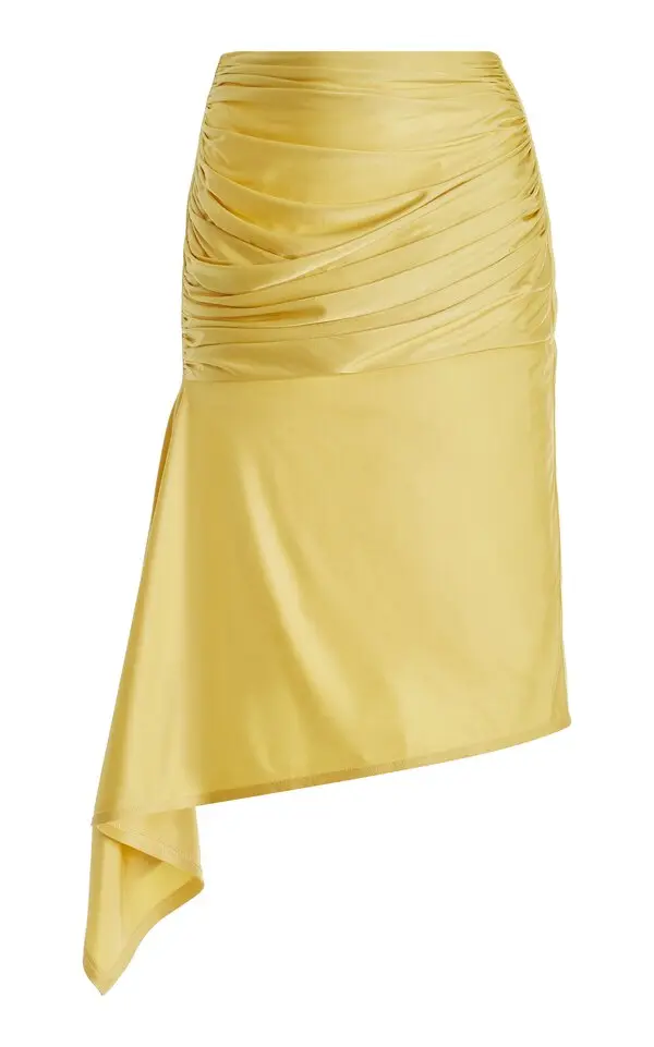 Givenchy Draped Satin Midi Skirt - Yellow