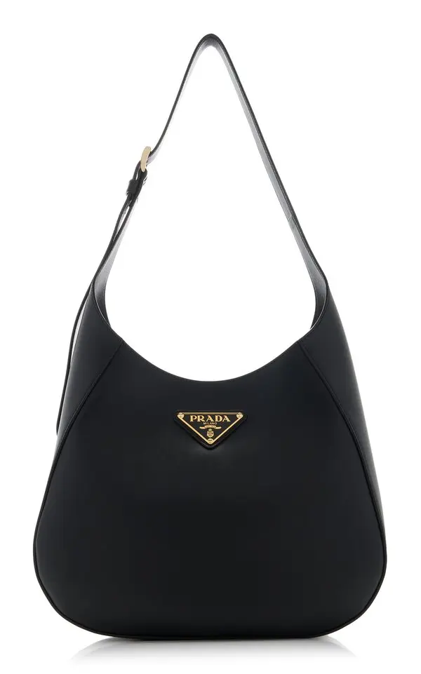 Prada Medium Leather Shoulder Bag - Black