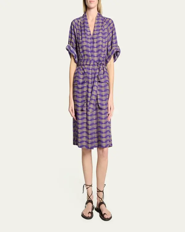 Dries Van Noten Debrasa Abstract-print Belted Dress