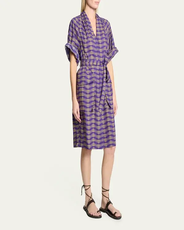 Dries Van Noten Debrasa Abstract-print Belted Dress